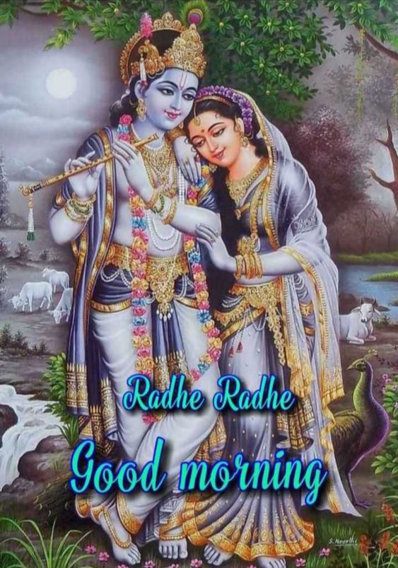 Beautiful Radha Sri Krishna Good Morning Pic - Good Morning Wishes & Images